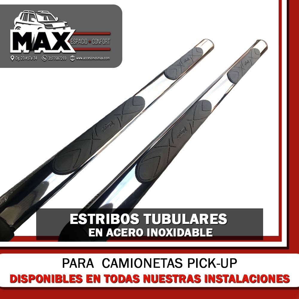 Estribos tubulares en acero inoxidable para camionetas Pick-up - Para ...
