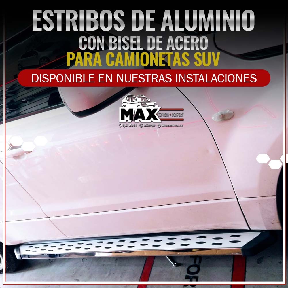 Estribos de aluminio con Bisel de acero para Camioneta SUV - Para tu carro
